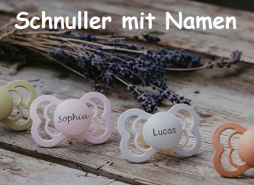 Schnuller mit Namen - Schmusetuch, Babybettwäsche mit Namen